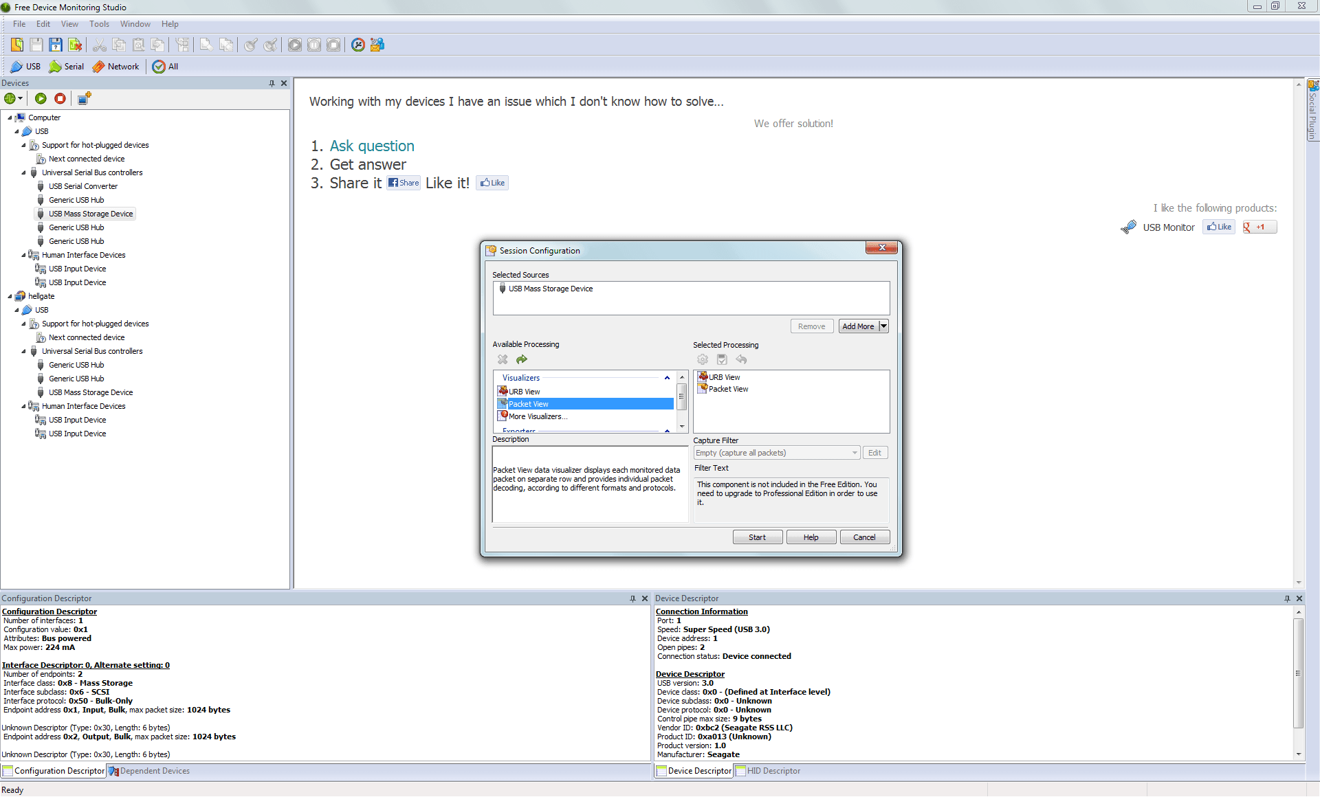 Free USB Protocol Analyzer Screenshots Free USB Protocol Analyzer Screenshots